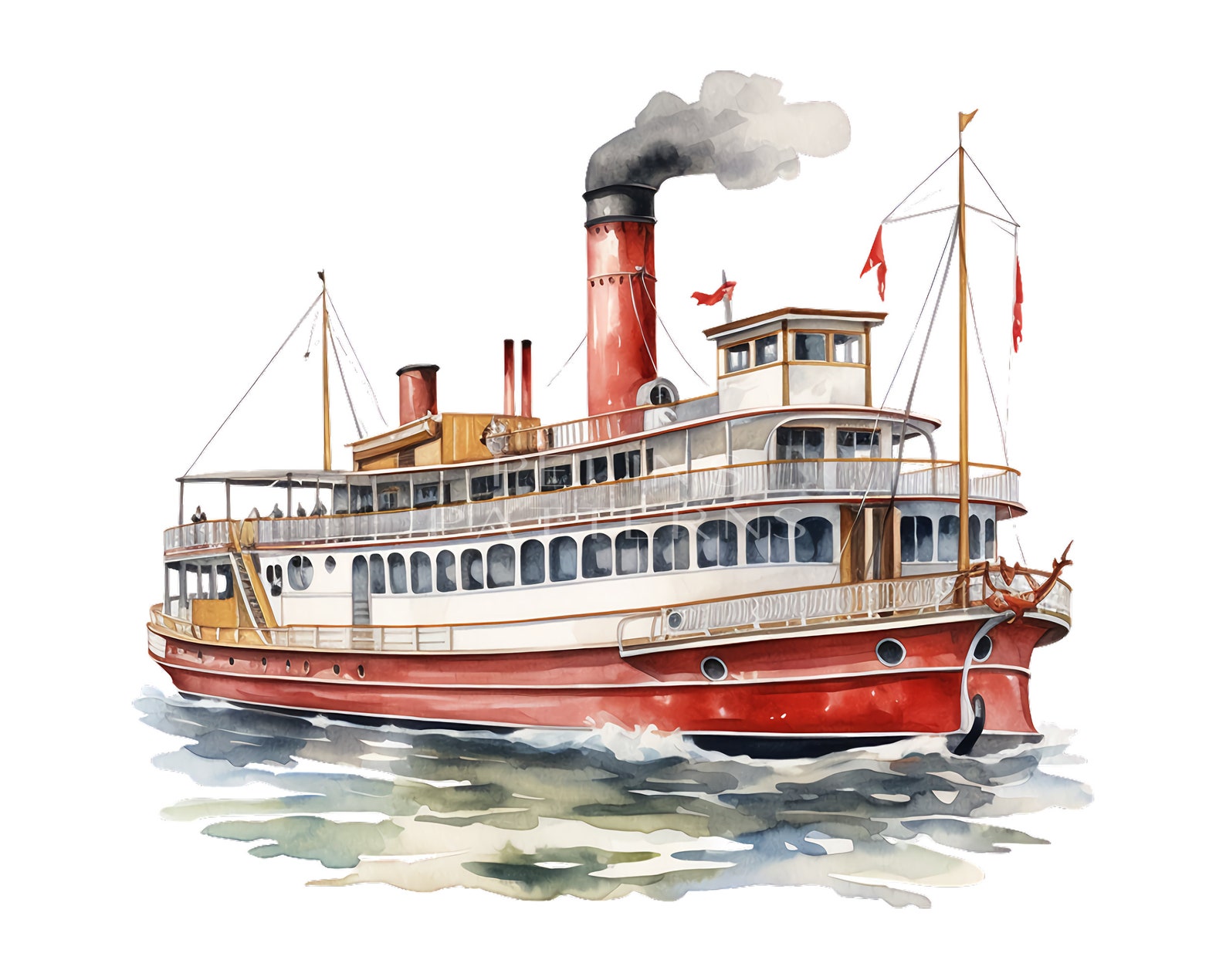 Classic Steamboat Clipart PNG - Etsy