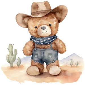 Cowboy Teddy Bear Clipart - Etsy