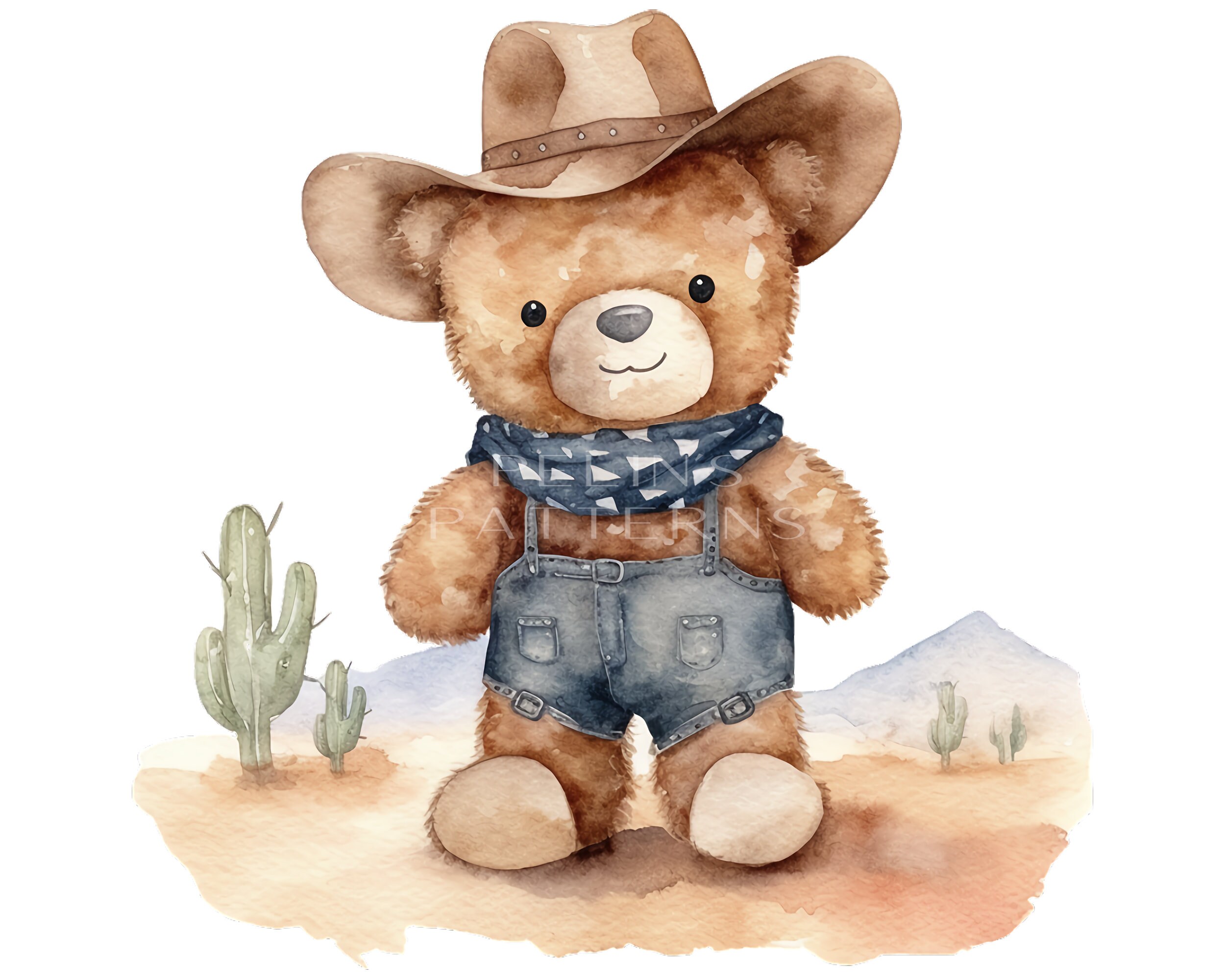 Cowboy Teddy Bear Clipart - Etsy