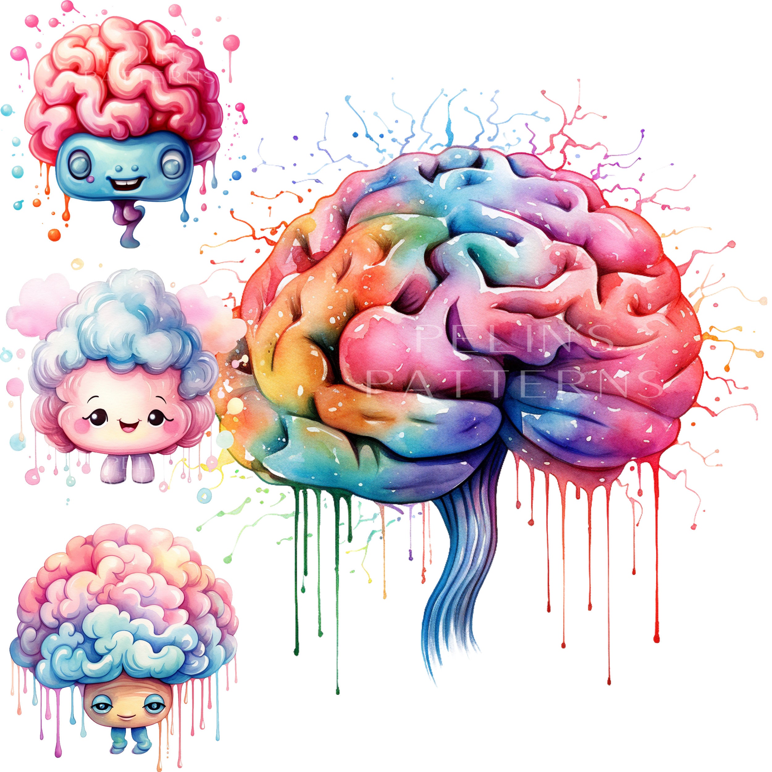 Brain Clipart PNG - Etsy