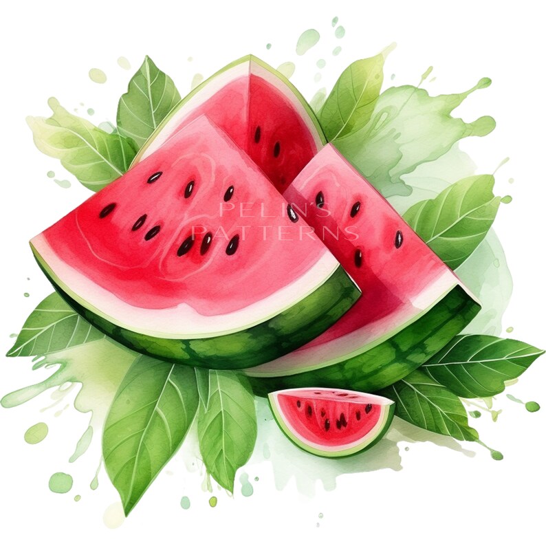 Watercolor Watermelon Clipart PNG - Etsy
