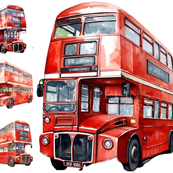 Clipart Double Decker Bus - Etsy