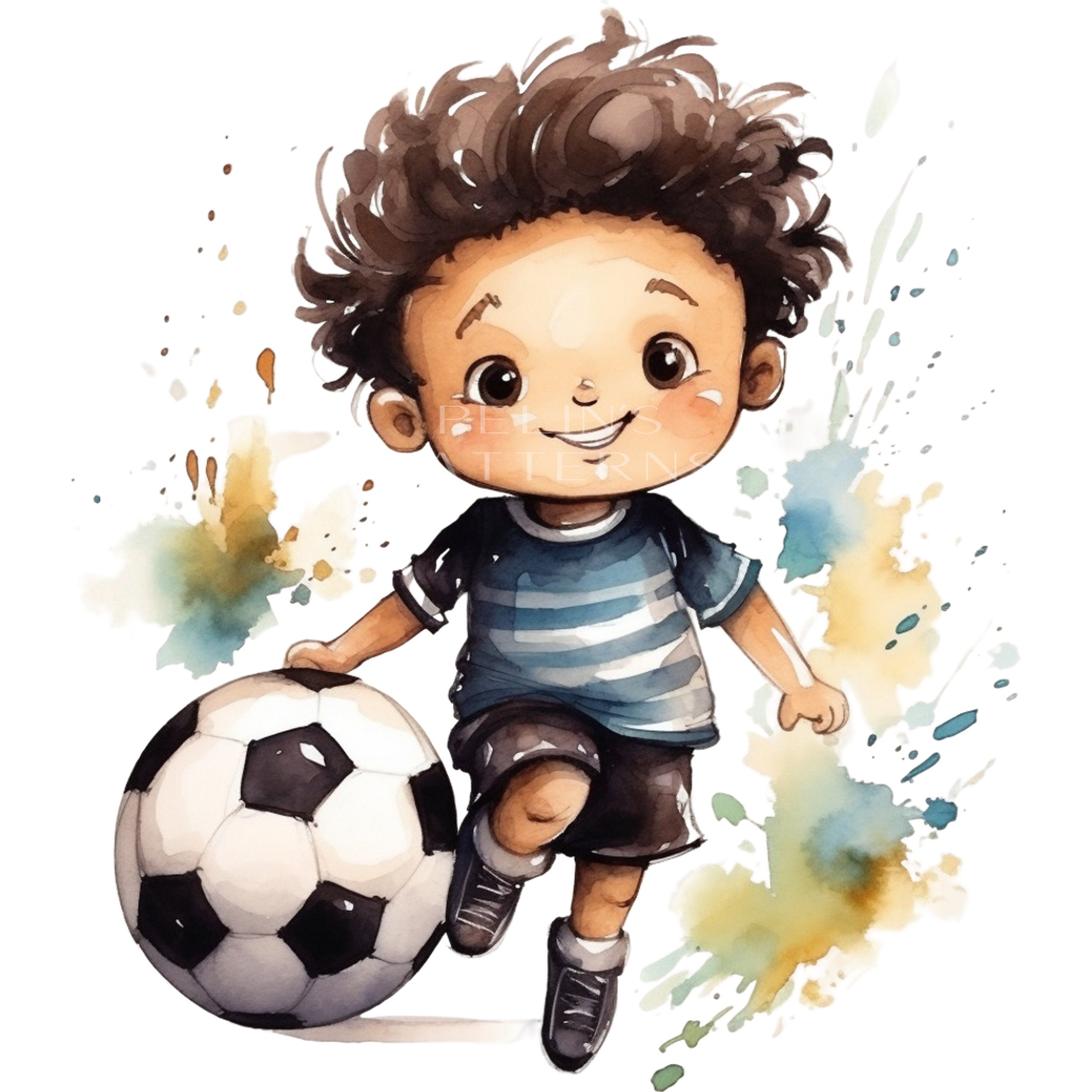 Watercolor Soccer Clipart PNG - Etsy