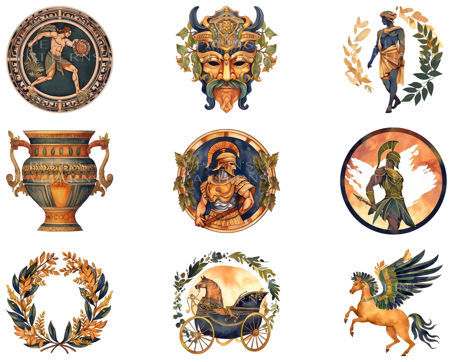 Ancient Greek Clipart PNG Bundle - Etsy