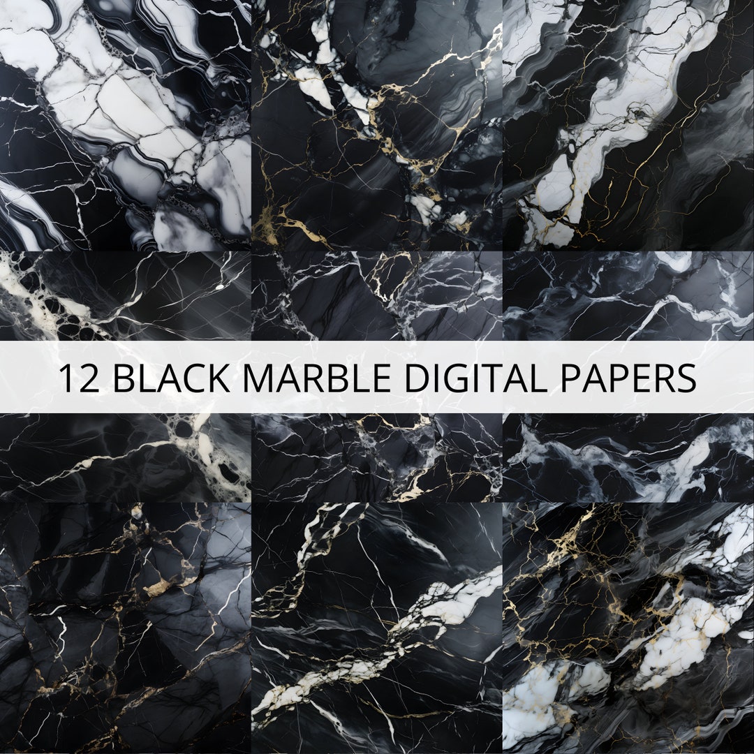 12 Black Marble Digital Paper, Marble Texture, Marble Pattern, Marble Background, Marble PNG - Etsy
