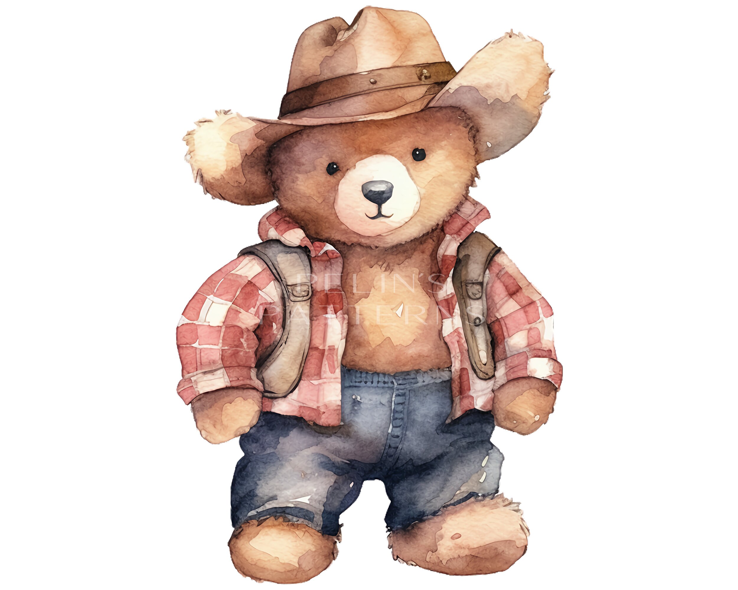 Cowboy Teddy Bear Clipart - Etsy