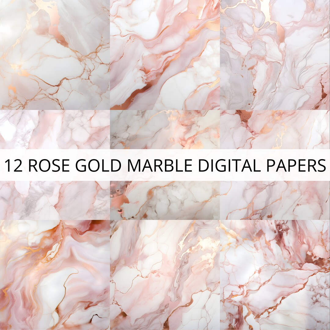 12 Rose Gold Marble Digital Paper Marble Texture Pattern - Etsy