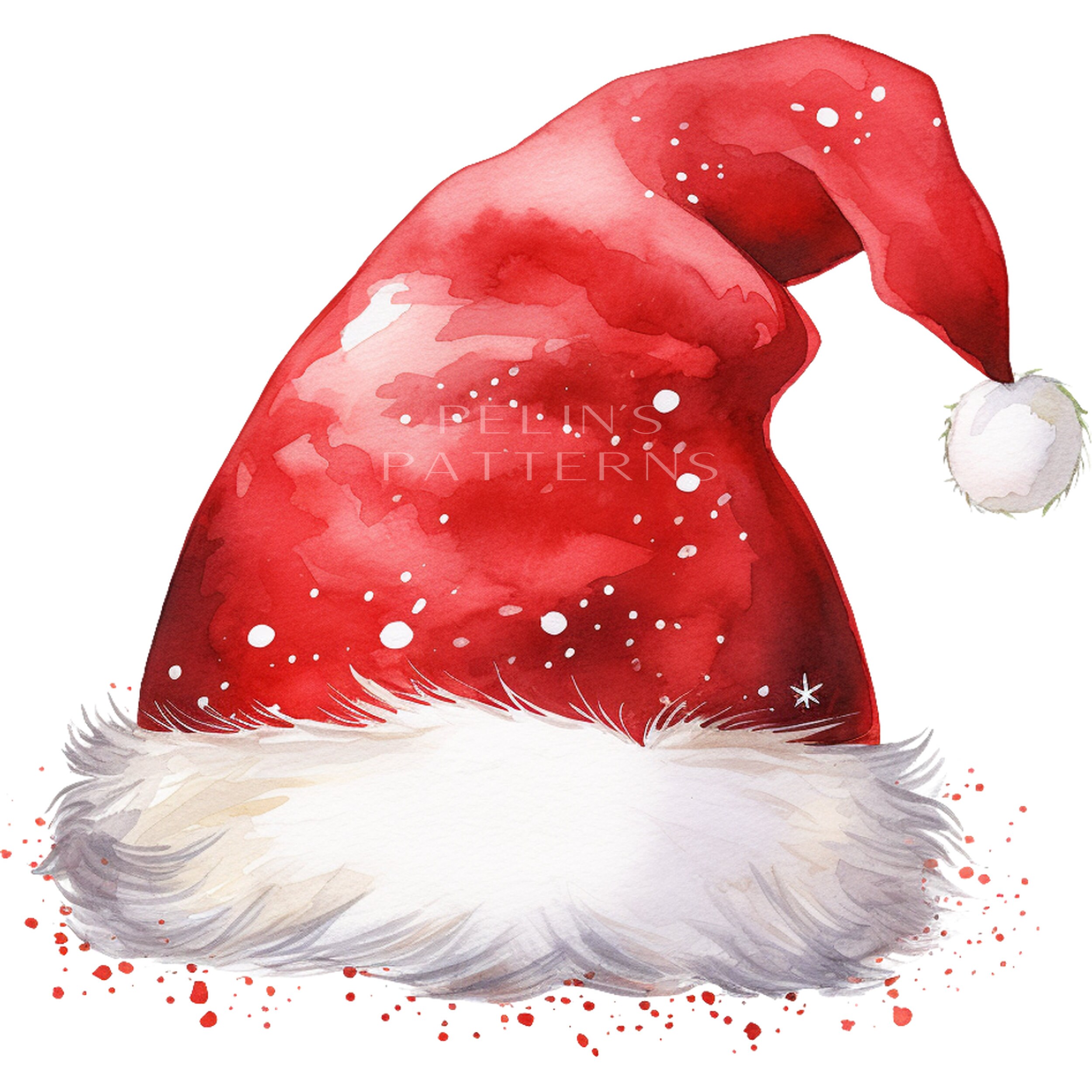 Watercolor Santa Hat Clipart PNG - Etsy