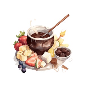 Chocolate Fondue Watercolor Clipart PNG - Etsy