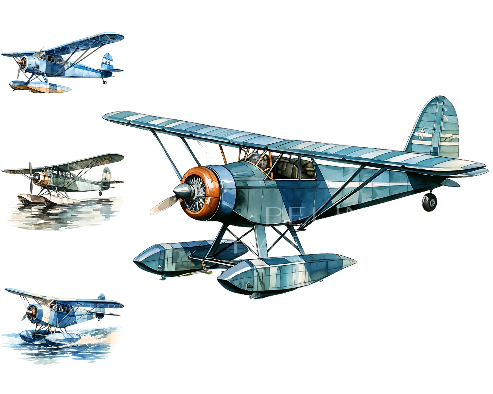 1920s Bi-wing Seaplane Clipart PNG - Etsy