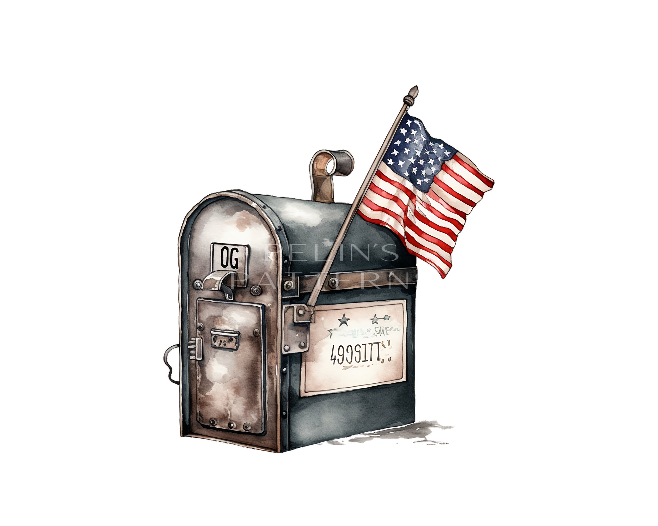 Classic Metal Mailbox Clipart PNG - Etsy
