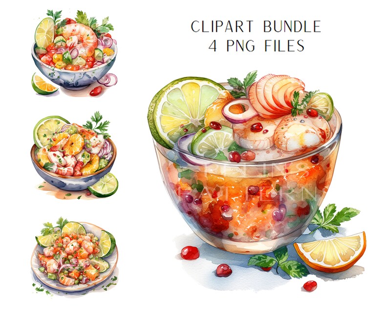 Ceviche Watercolor Clipart PNG - Etsy