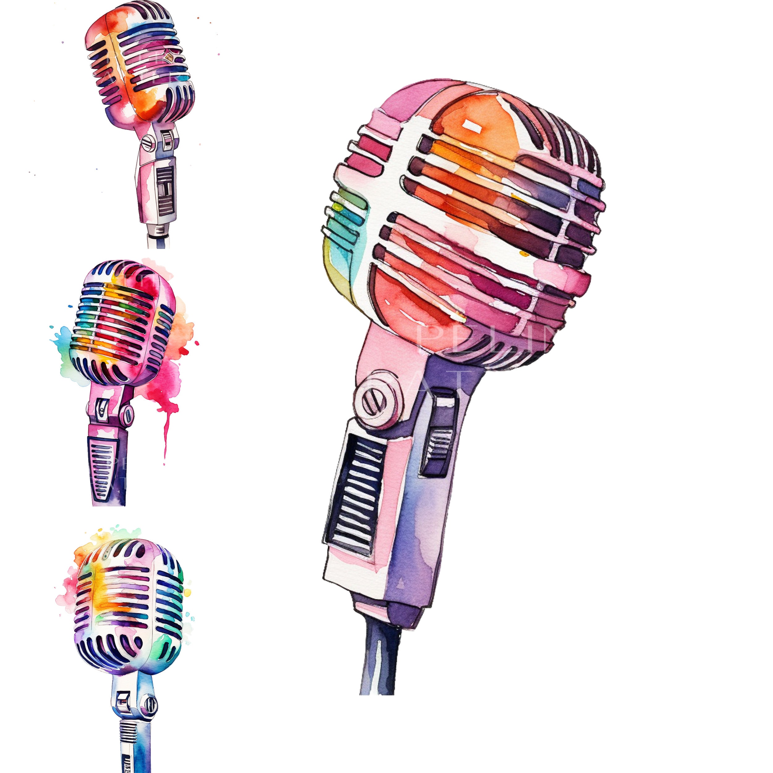 Microphone Clipart PNG - Etsy