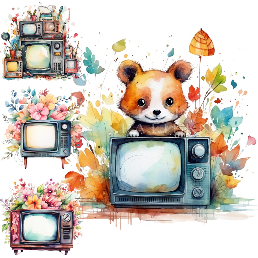 Buy Watercolor Tv Clipart PNG Online in India - Etsy