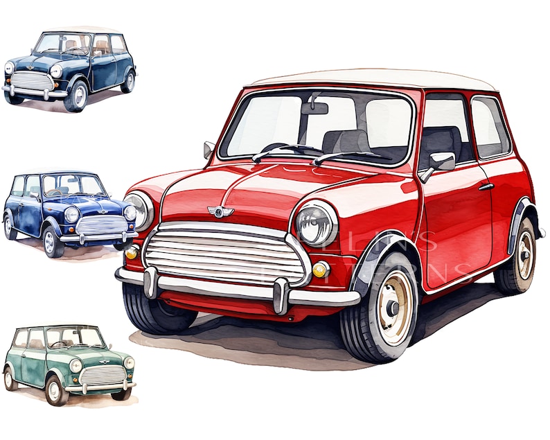 Classic Mini Cooper Clipart PNG - Etsy