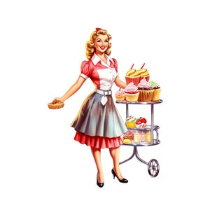 50s Milkshake Waitress Clipart PNG (Download Now) - Etsy