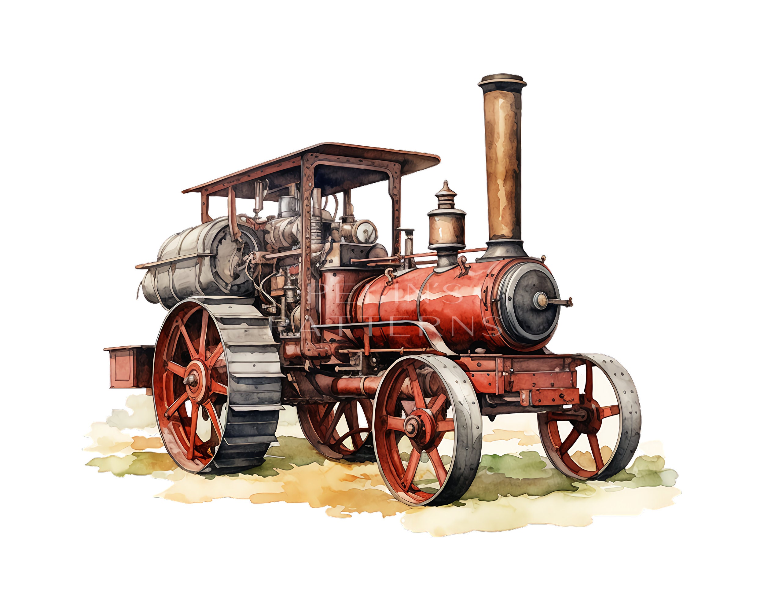 Vintage Traction Engine Clipart PNG - Etsy