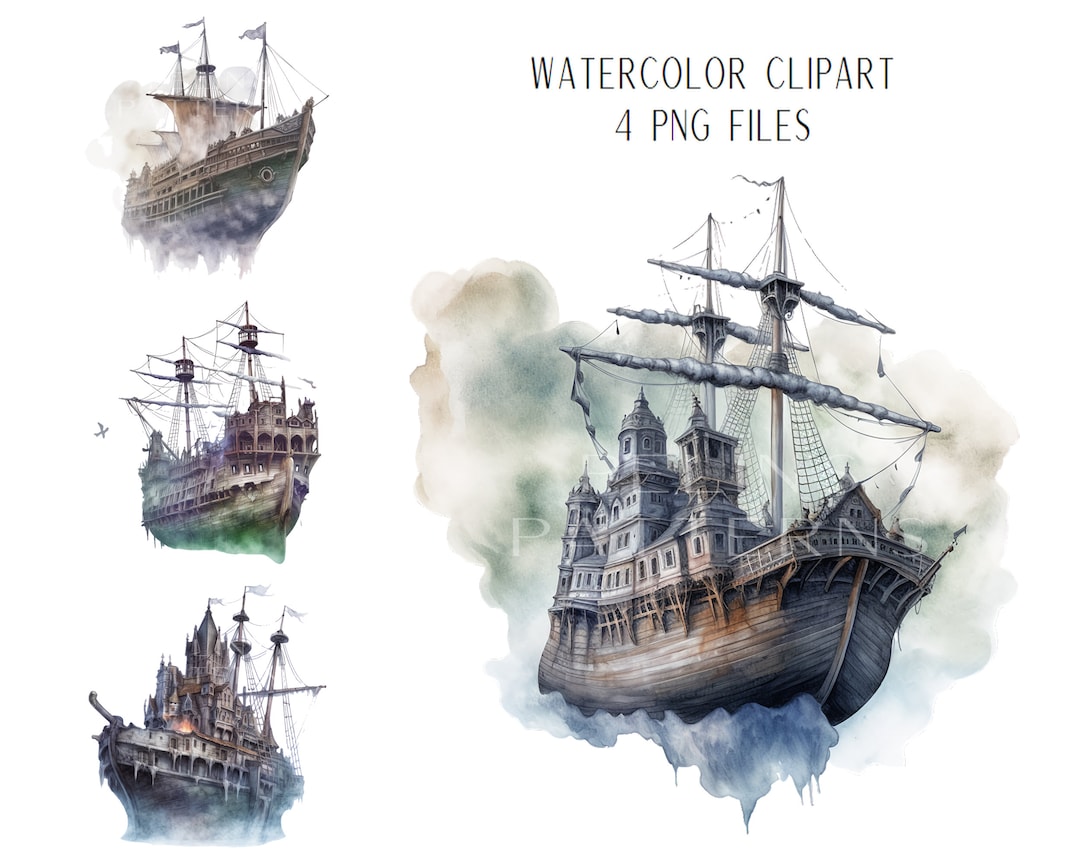 Ghost Ship Clipart PNG - Etsy