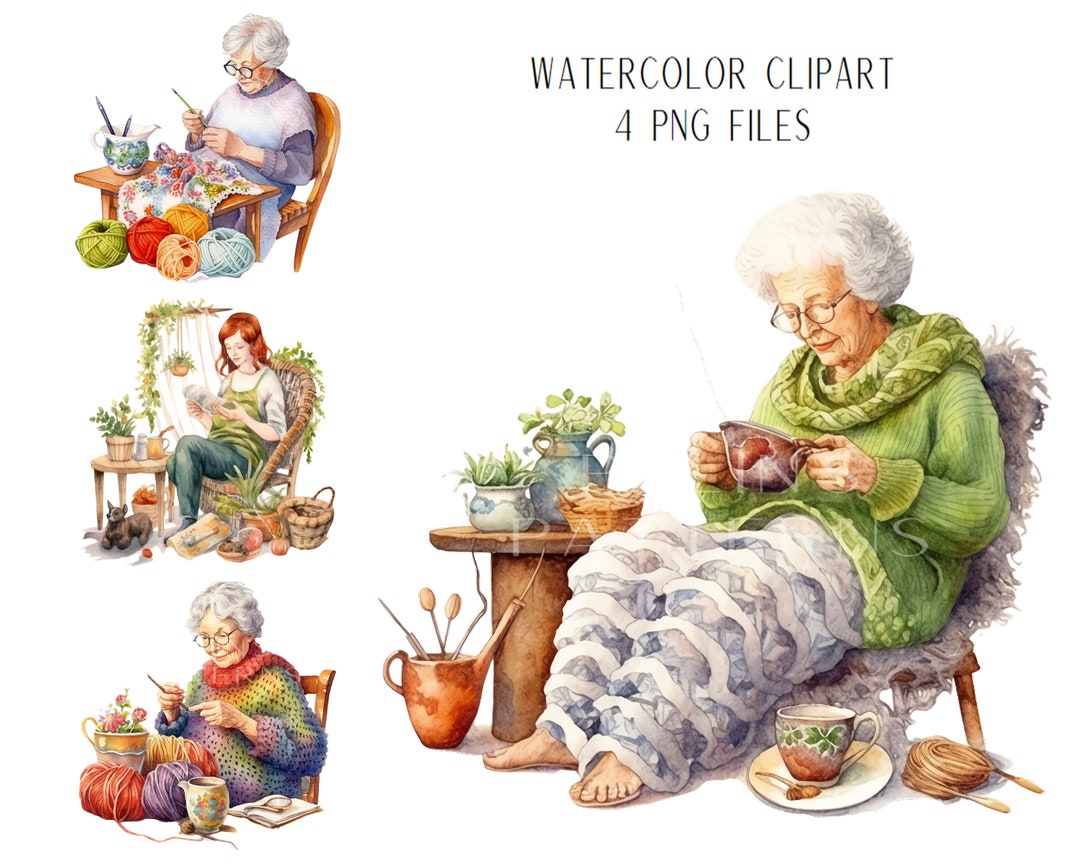 Cottagecore Knitting Clipart Png Etsy