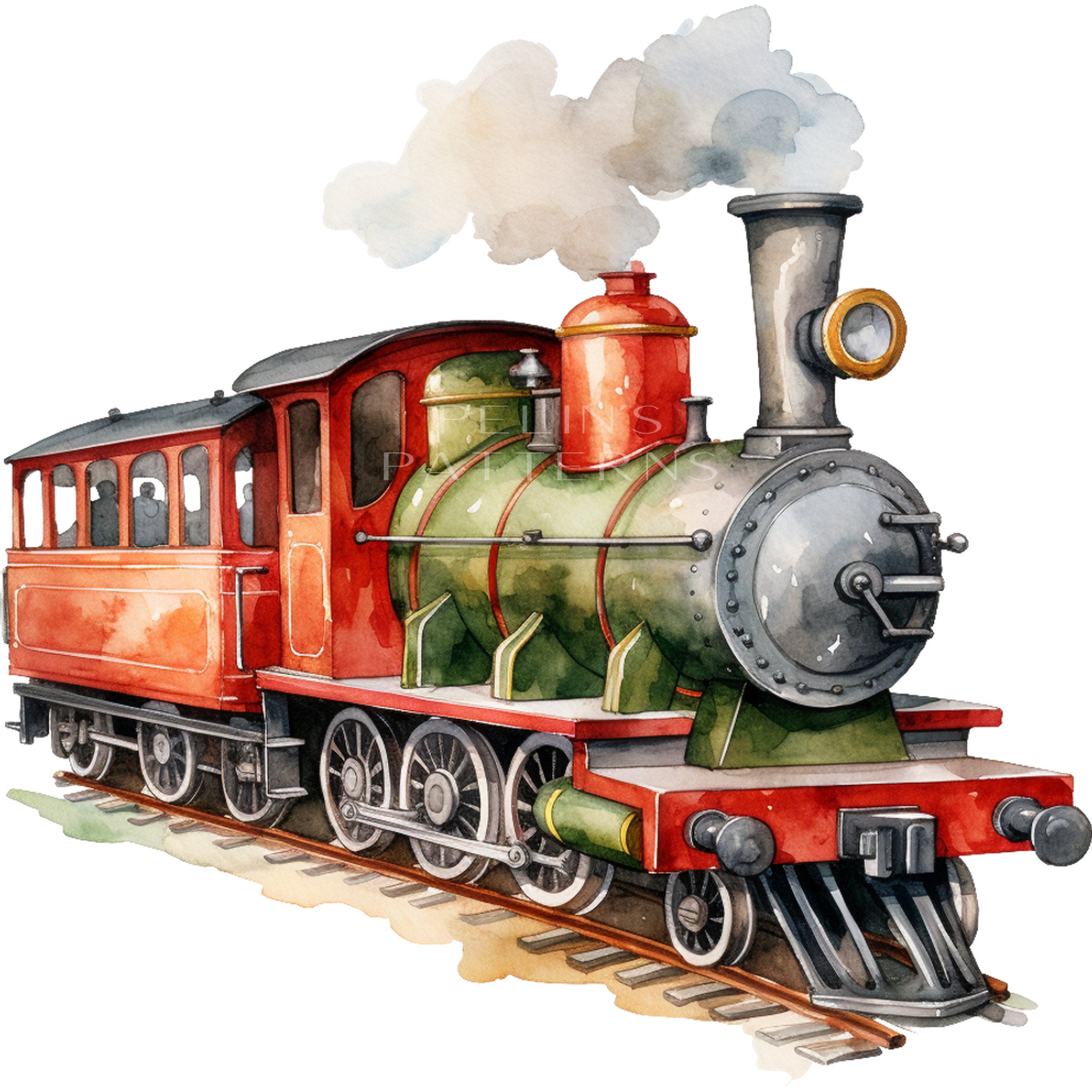 Watercolor Train Clipart PNG - Etsy