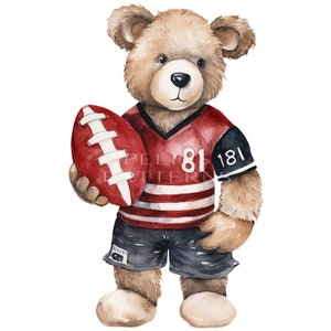 Rugby Player Teddy Bear Clipart Watercolor Clipart Nursery - Etsy