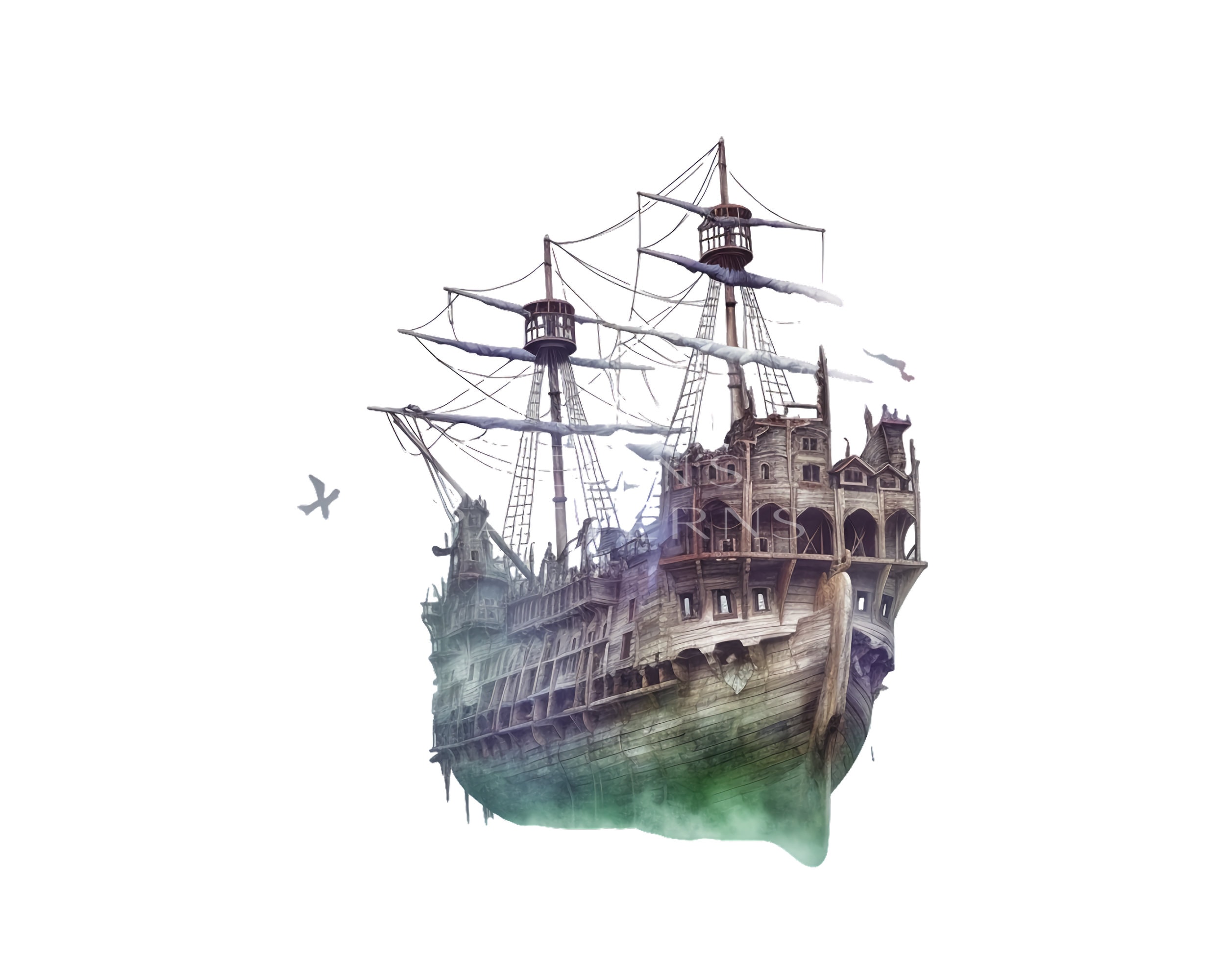 Ghost Ship Clipart PNG - Etsy