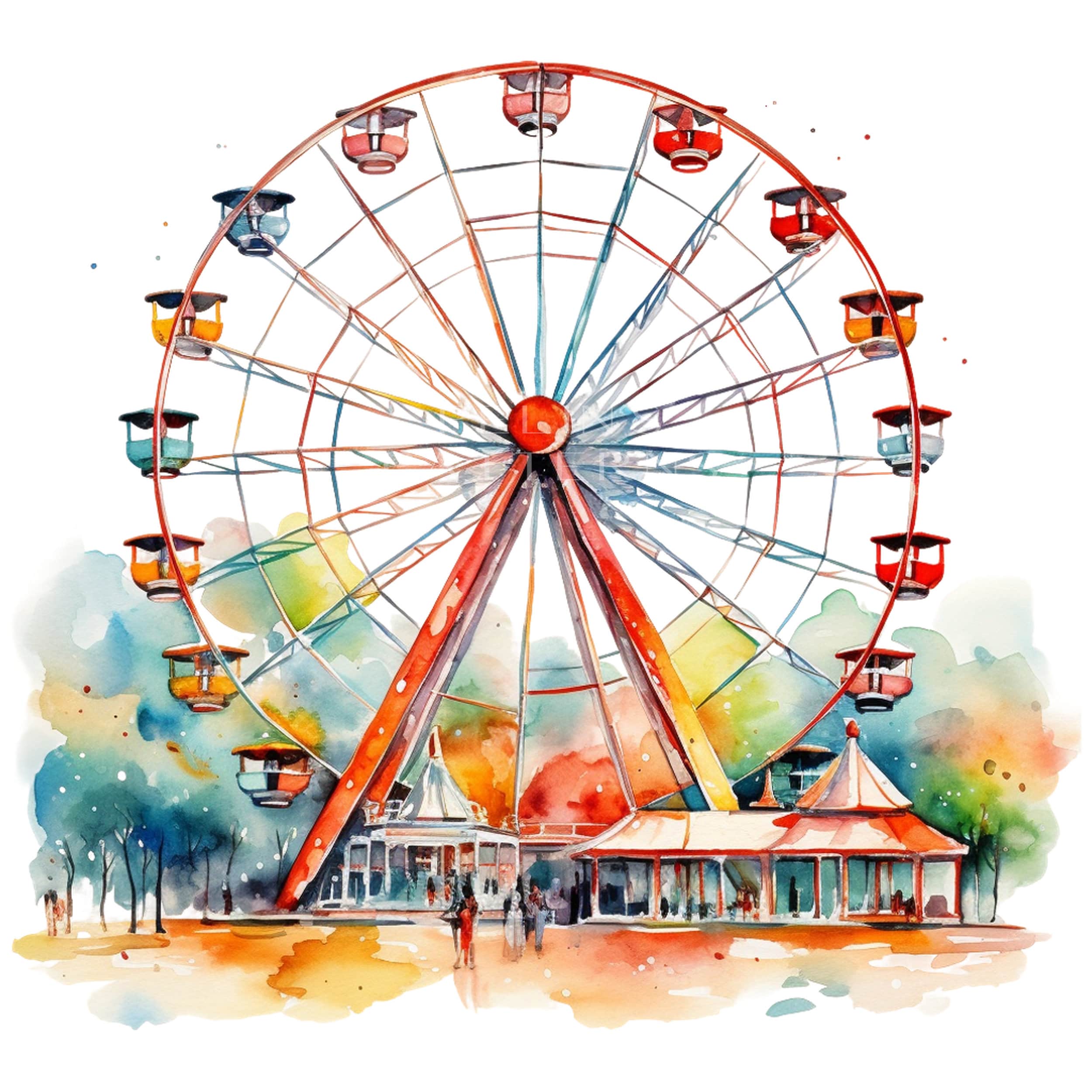 Ferris Wheel Clipart Png - Etsy
