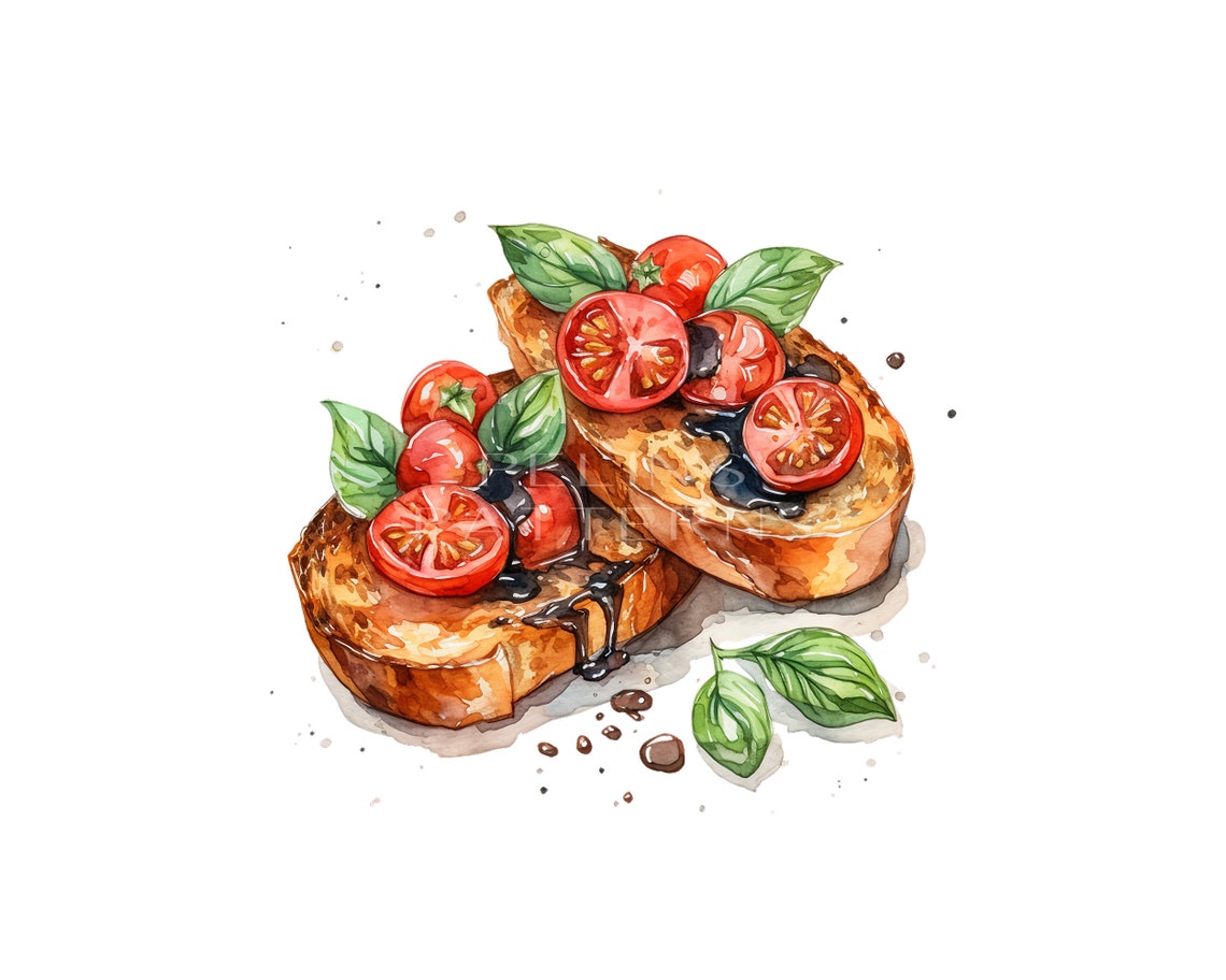 Bruschetta Watercolor Clipart PNG - Etsy