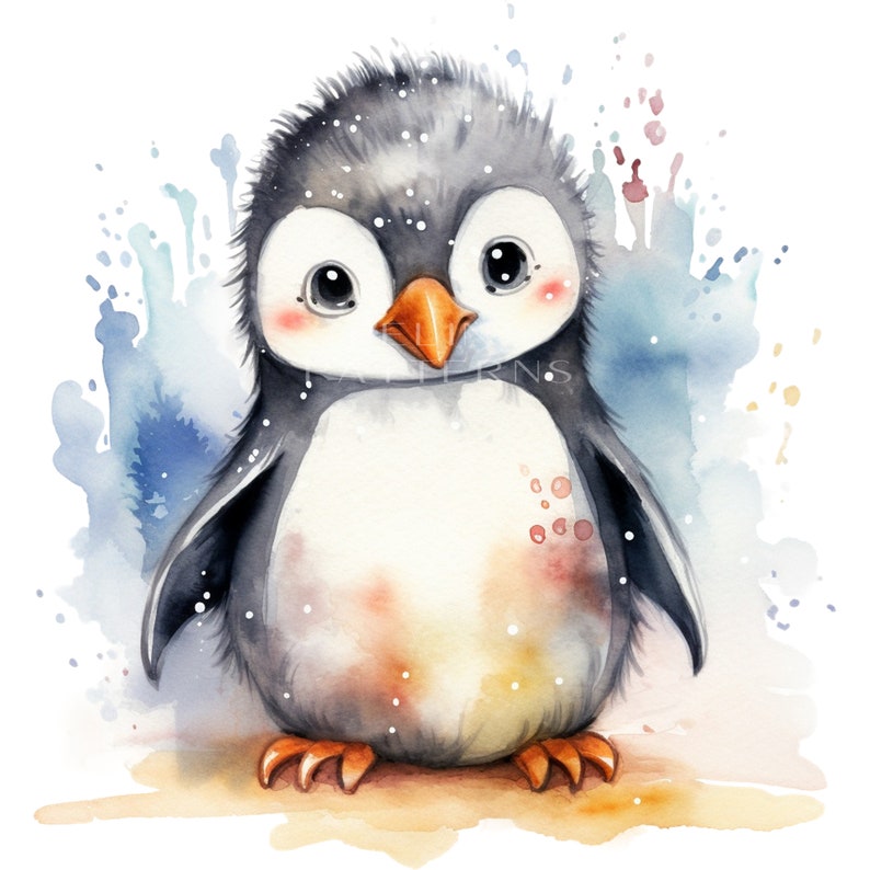 Watercolor Penguin Clipart PNG - Etsy