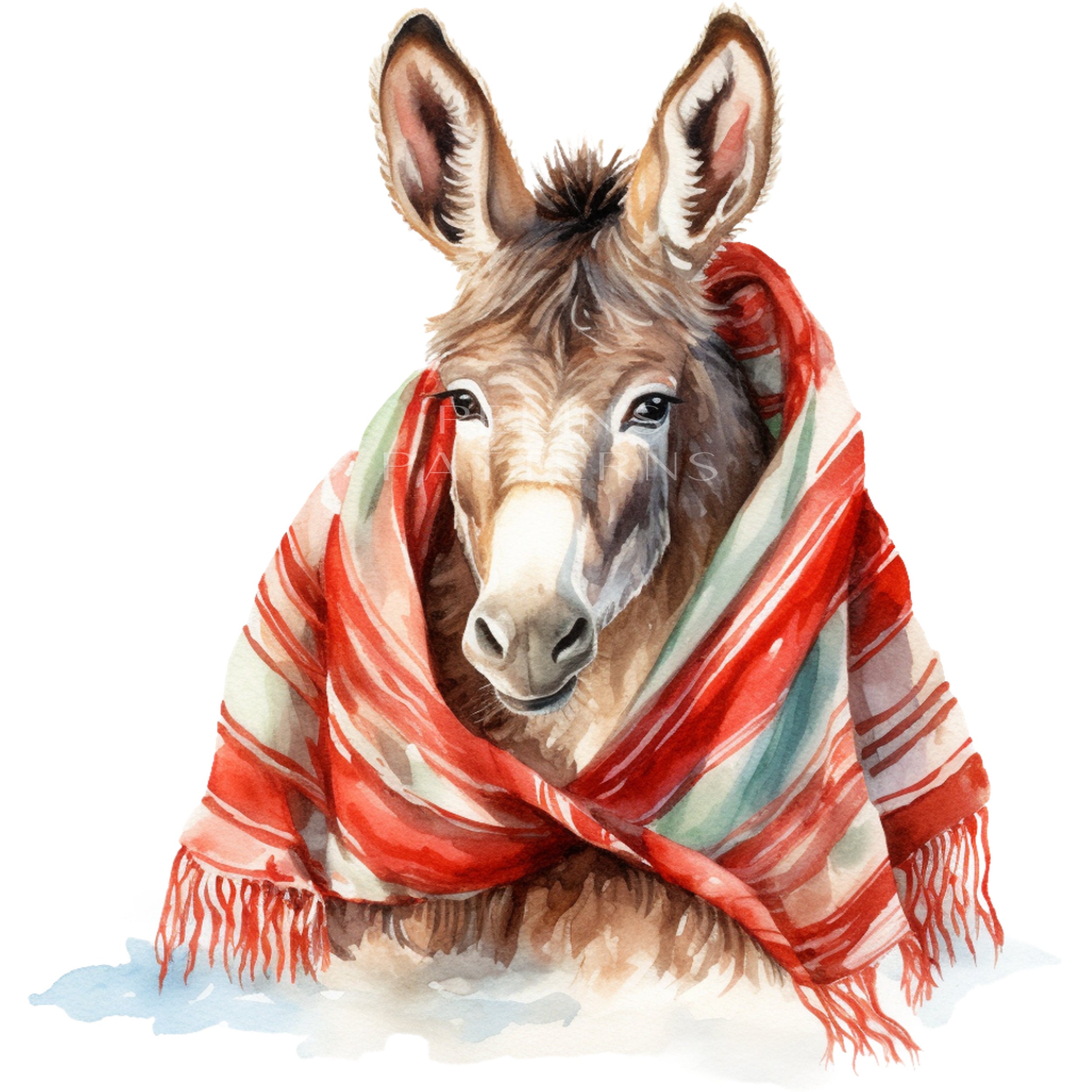 Christmas Donkey Clipart PNG - Etsy