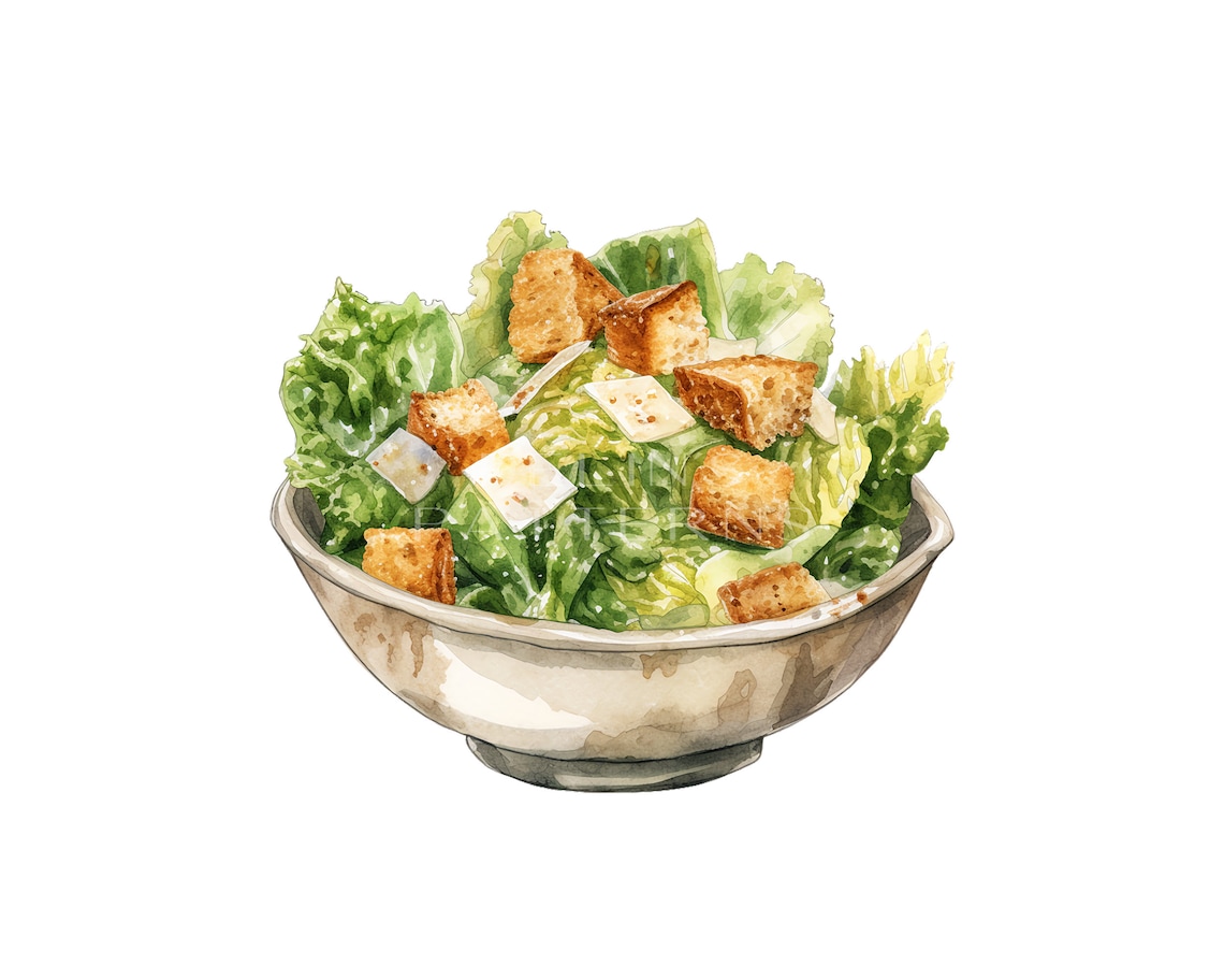 Caesar Salad Watercolor Clipart PNG - Etsy
