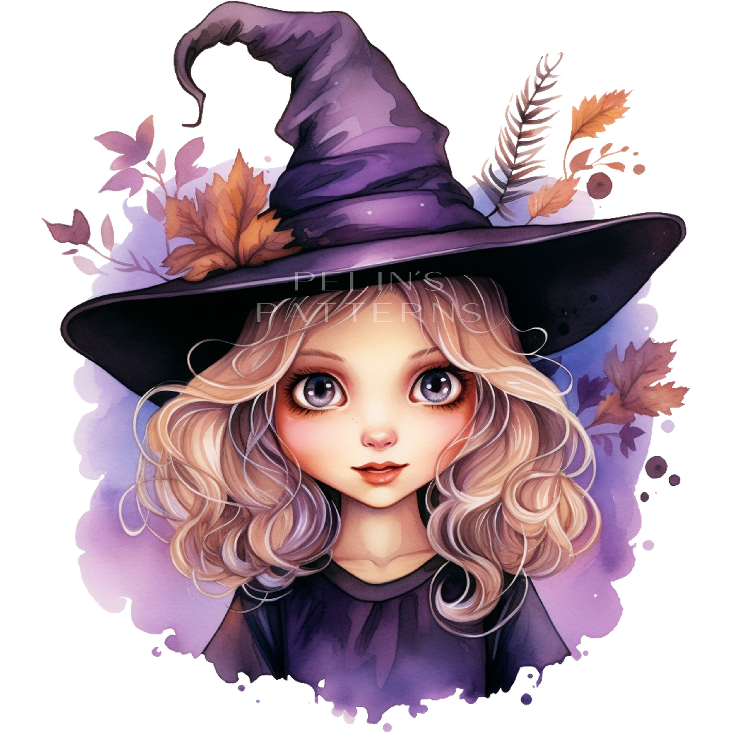 Watercolor Witch Clipart PNG - Etsy