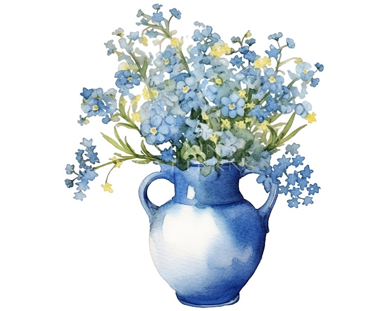 Forget-me-not in a Vase PNG Clipart - Etsy