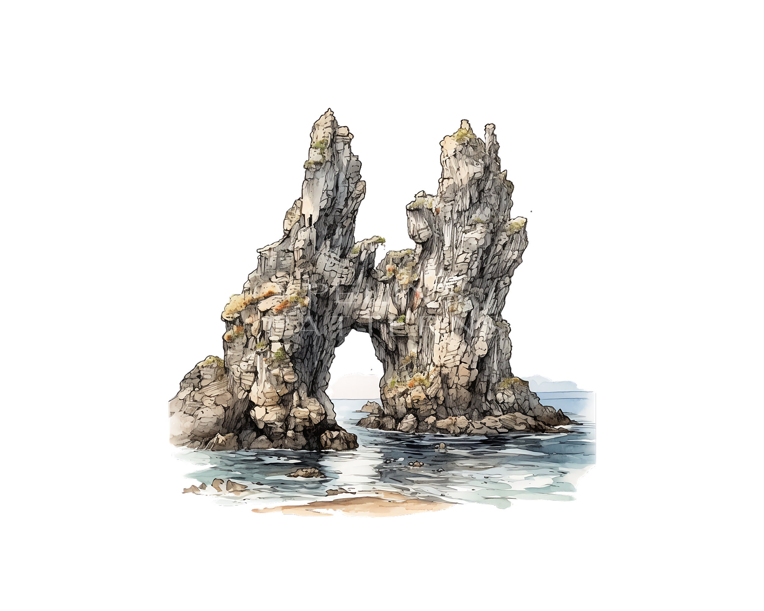 Rock Formations Watercolor Clipart PNG - Etsy