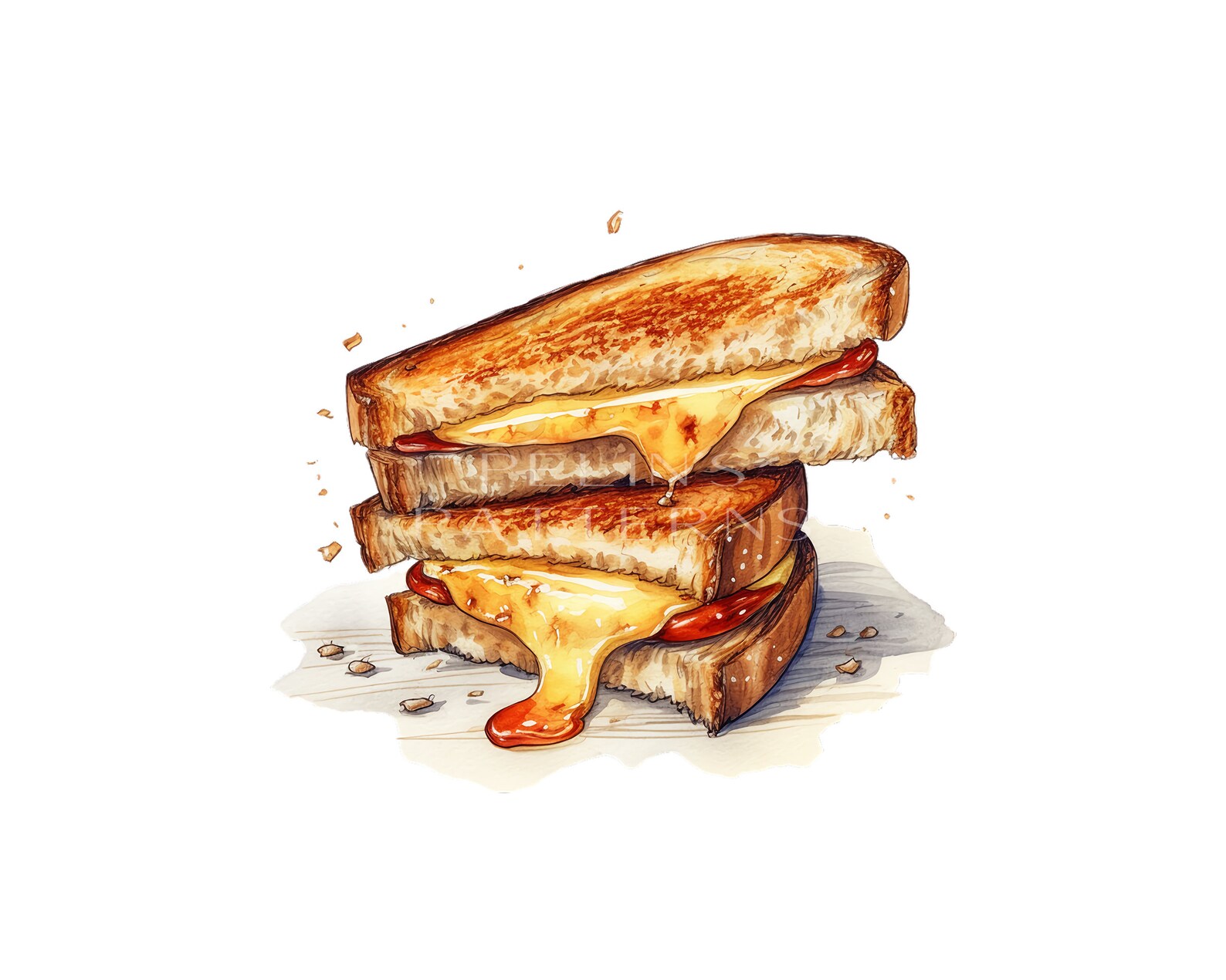 Grilled Cheese Sandwich Watercolor Clipart PNG - Etsy