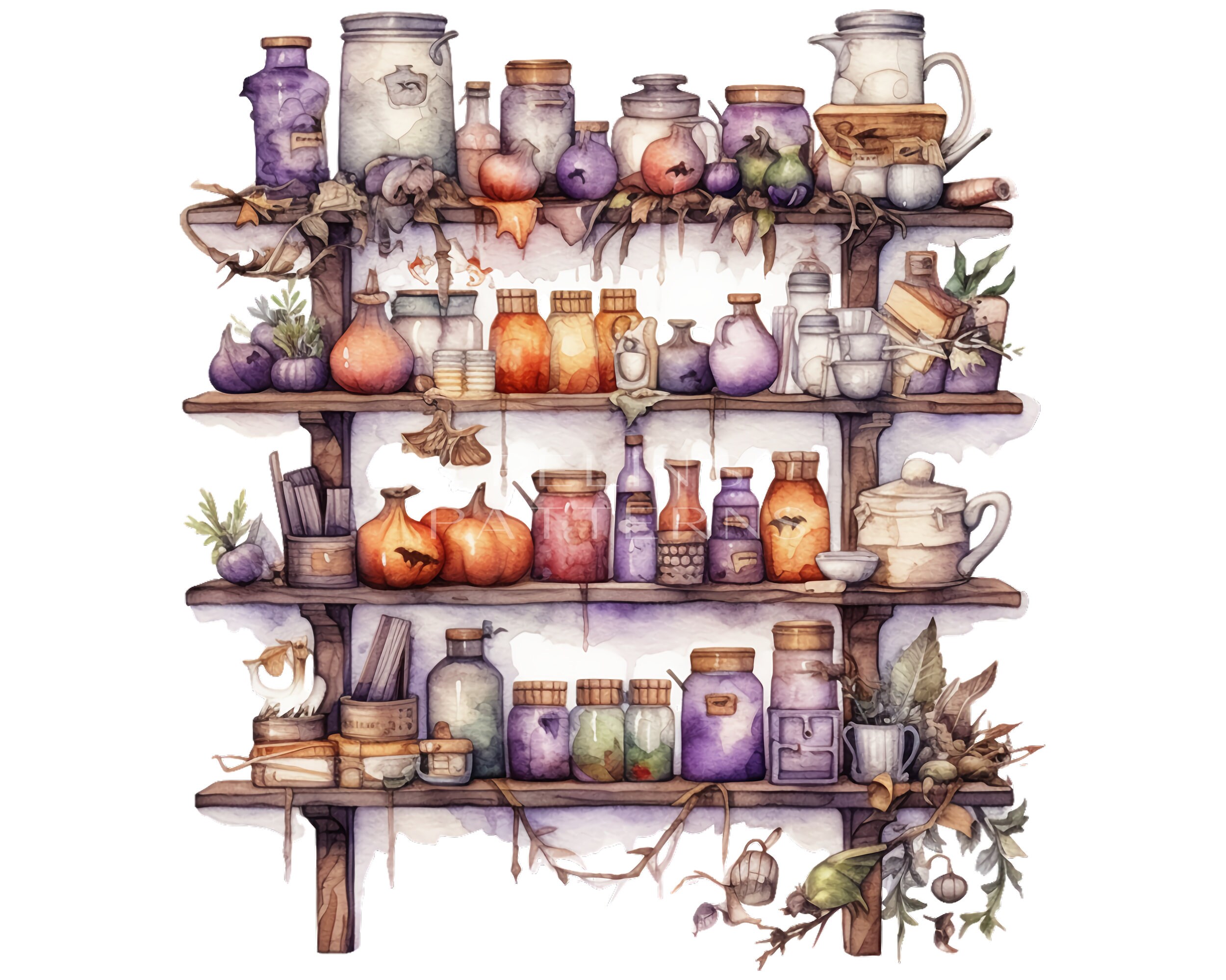 Witches Potion Shelf Clipart PNG - Etsy