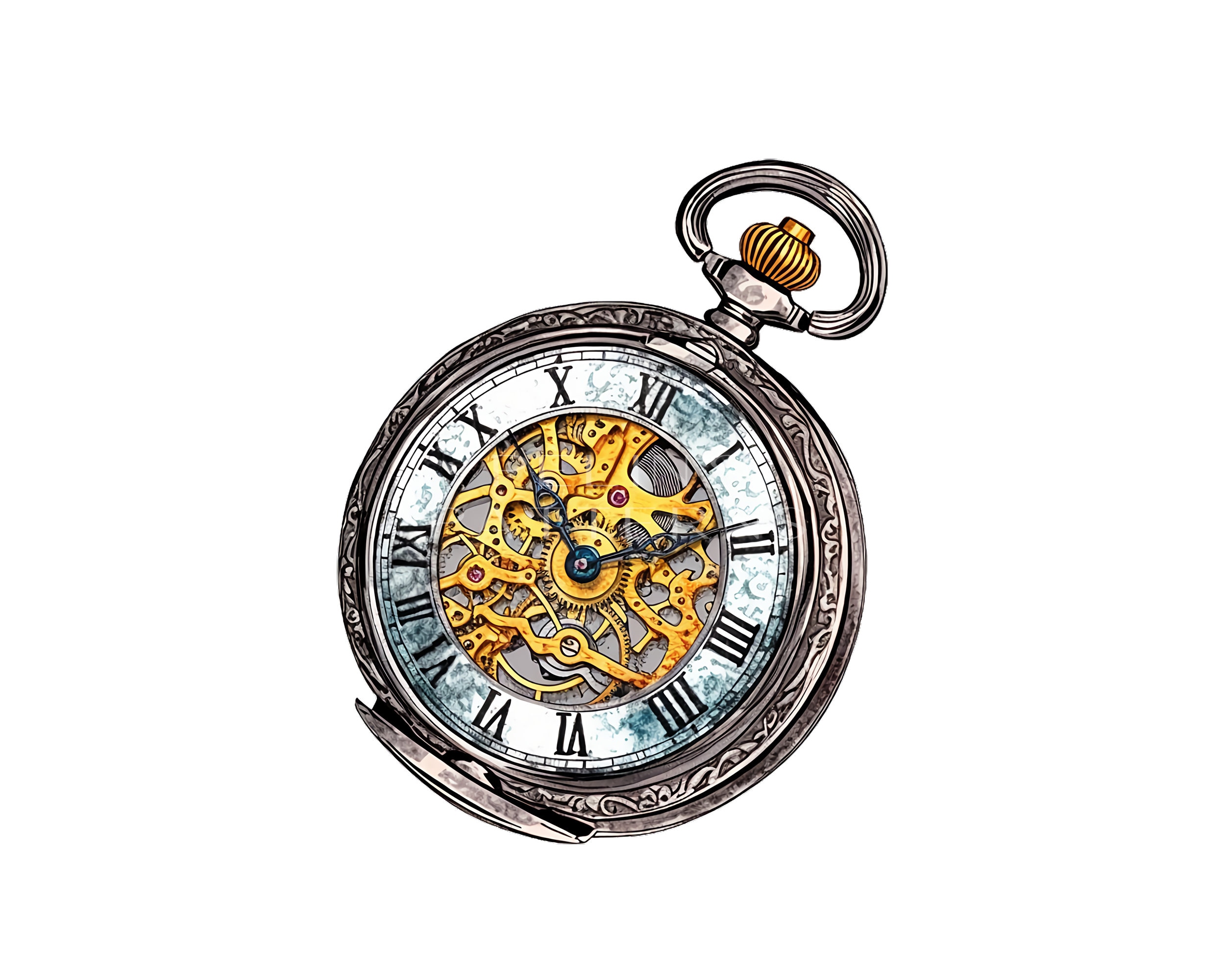 Classic Pocket Watch Clipart PNG - Etsy