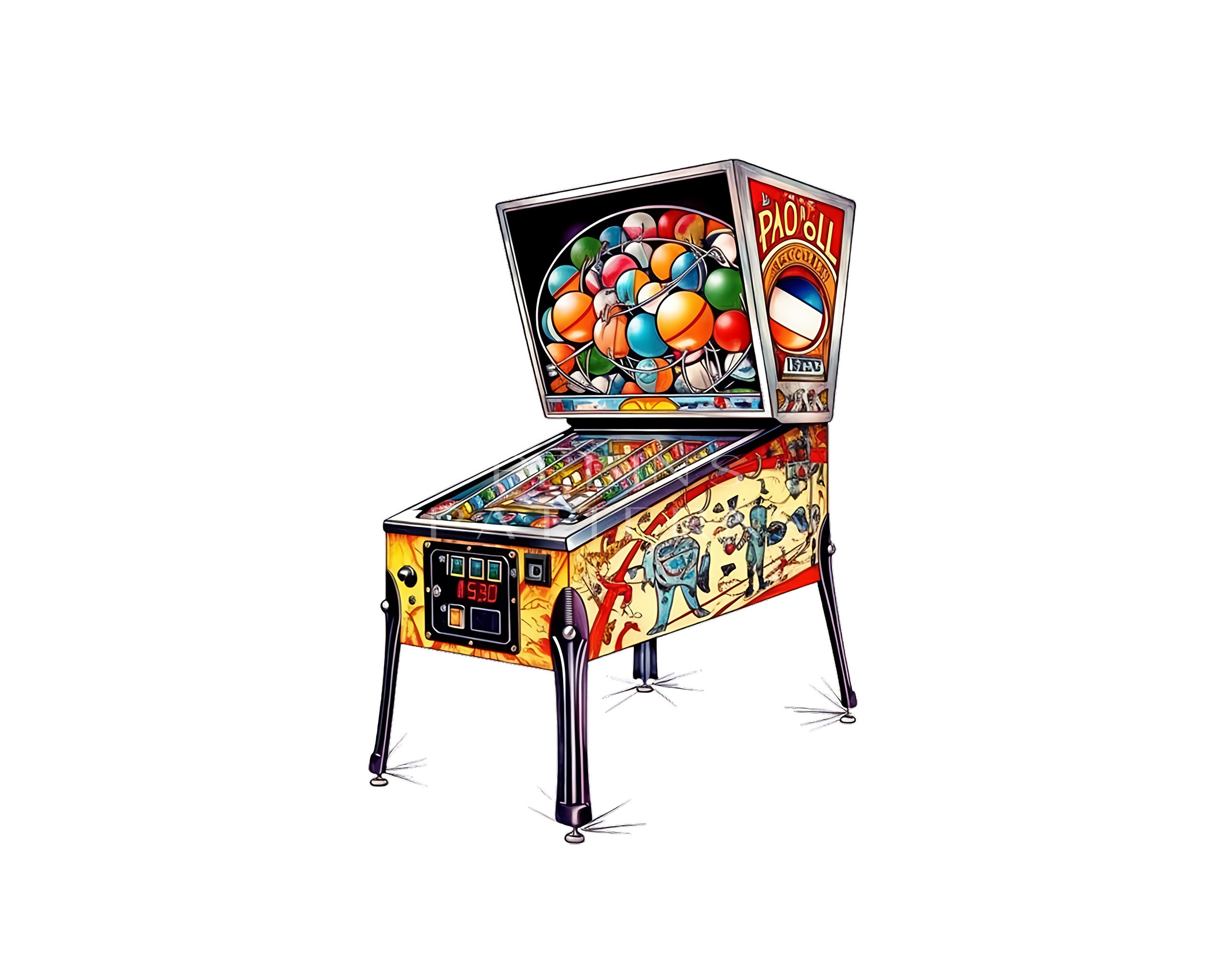 Vintage Pinball Machine Clipart PNG - Etsy