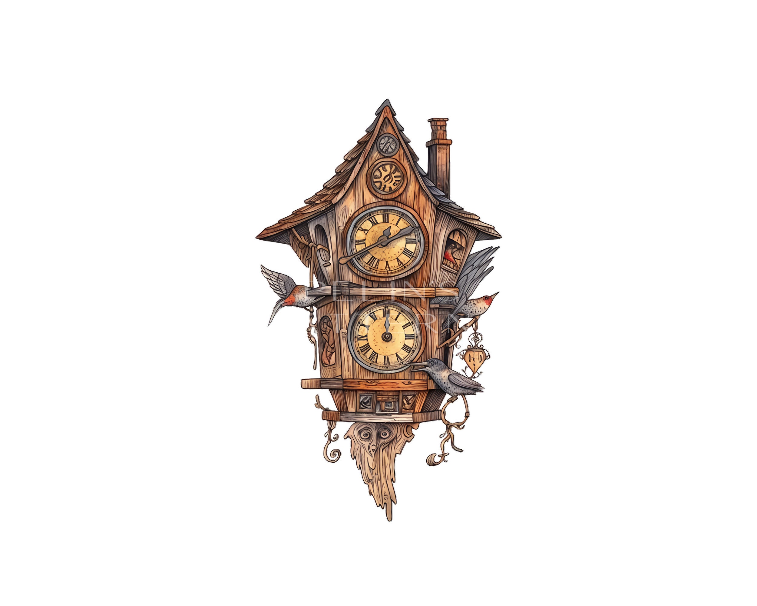 Charming Cuckoo Clock Clipart PNG - Etsy