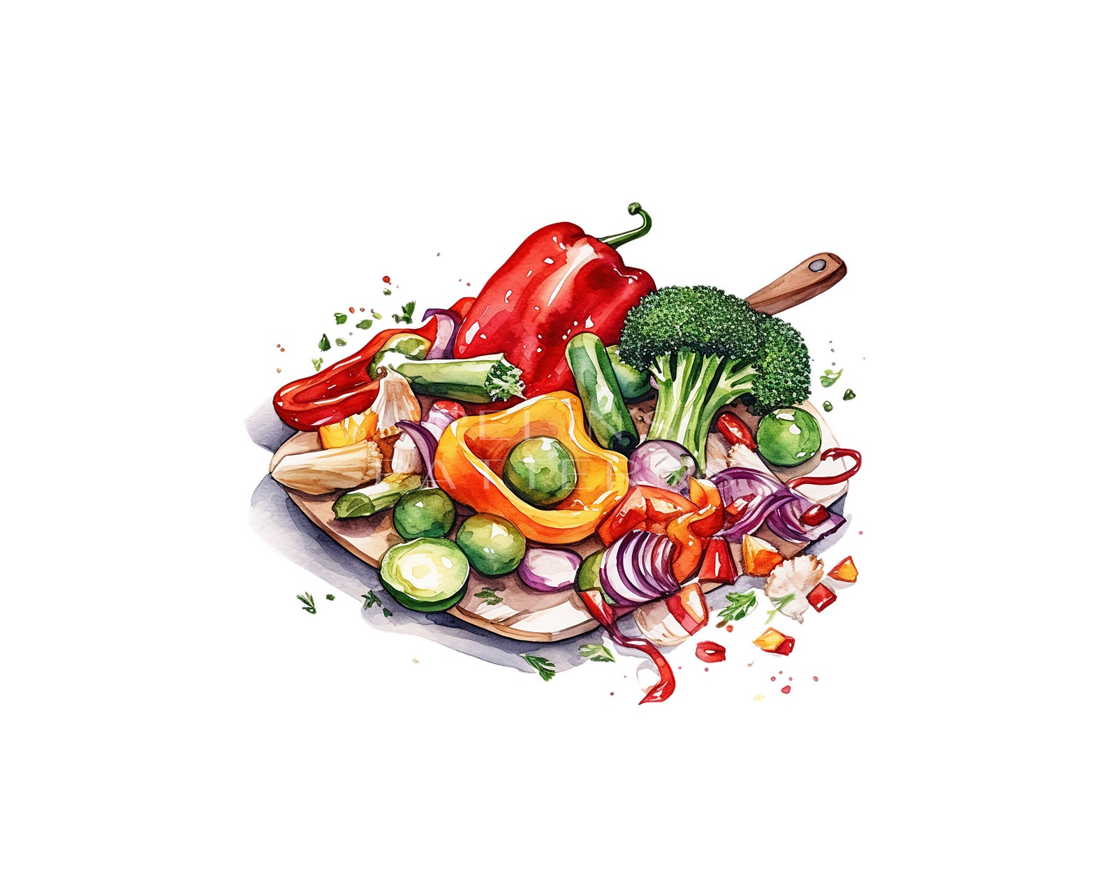 Veggie Stir Fry Watercolor Clipart PNG - Etsy