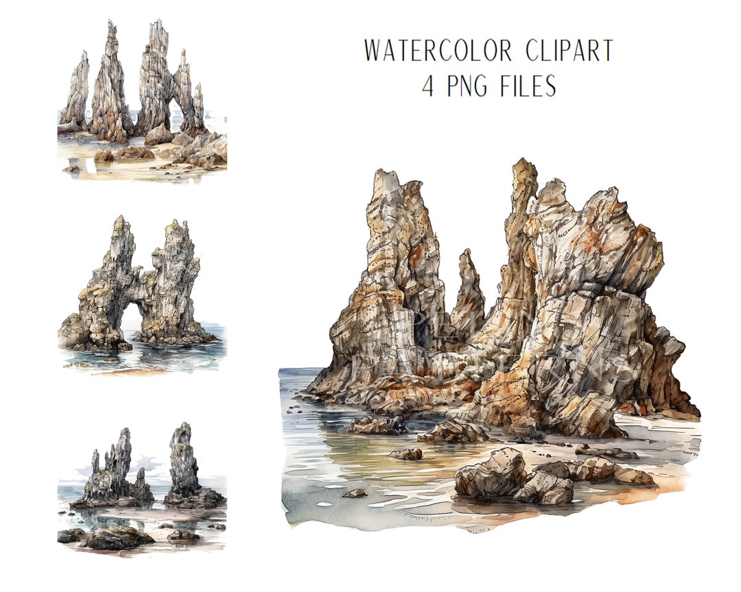 Rock Formations Watercolor Clipart PNG - Etsy