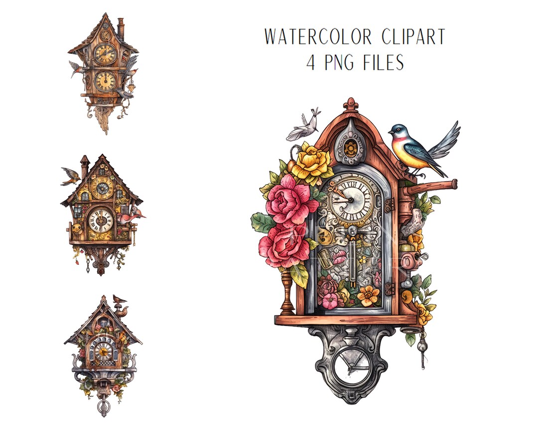 Charming Cuckoo Clock Clipart PNG - Etsy