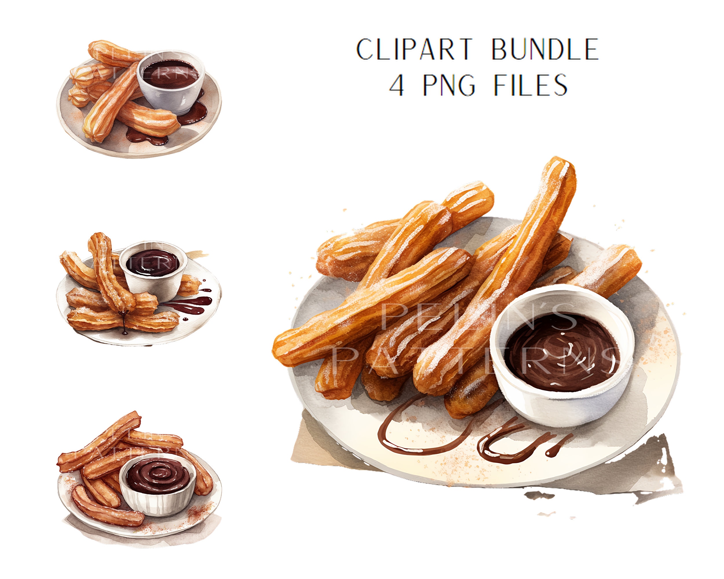 Churros Watercolor Clipart PNG - Etsy