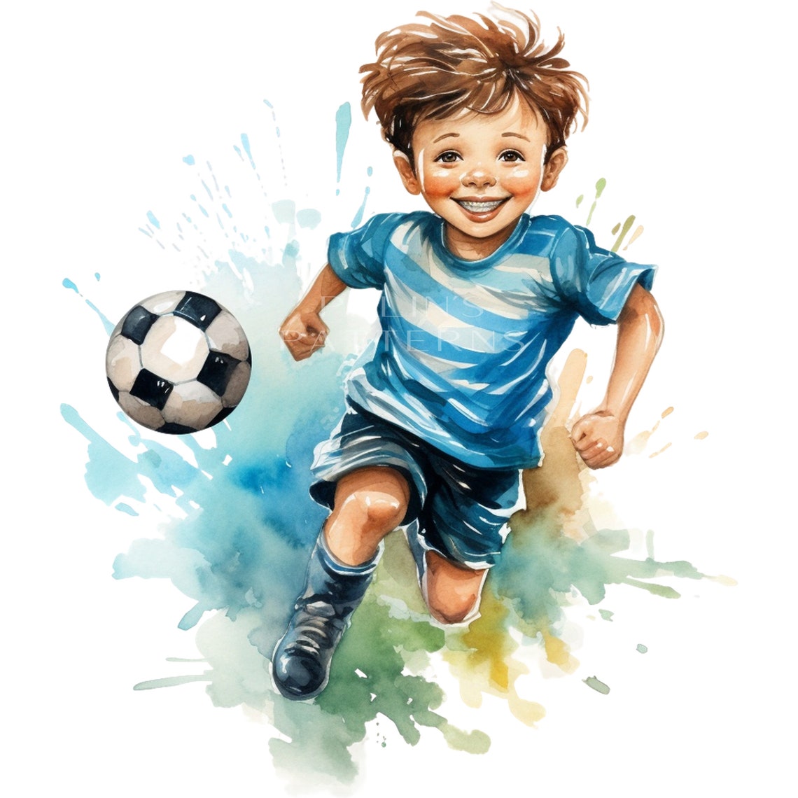 Watercolor Soccer Clipart PNG - Etsy