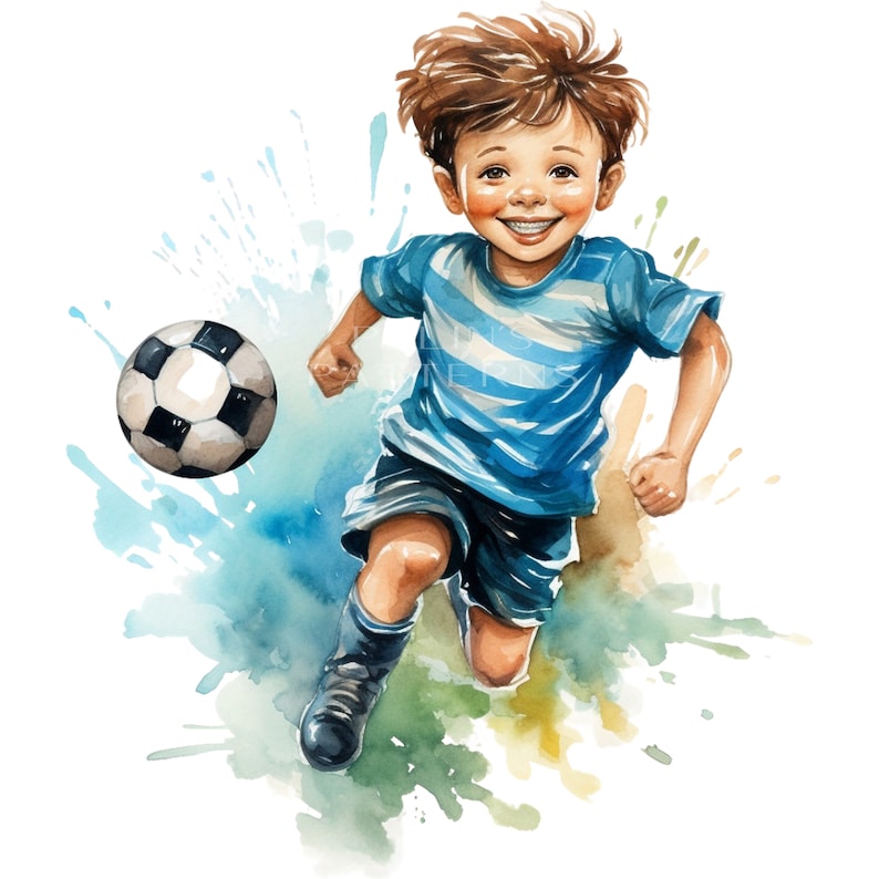Watercolor Soccer Clipart PNG - Etsy