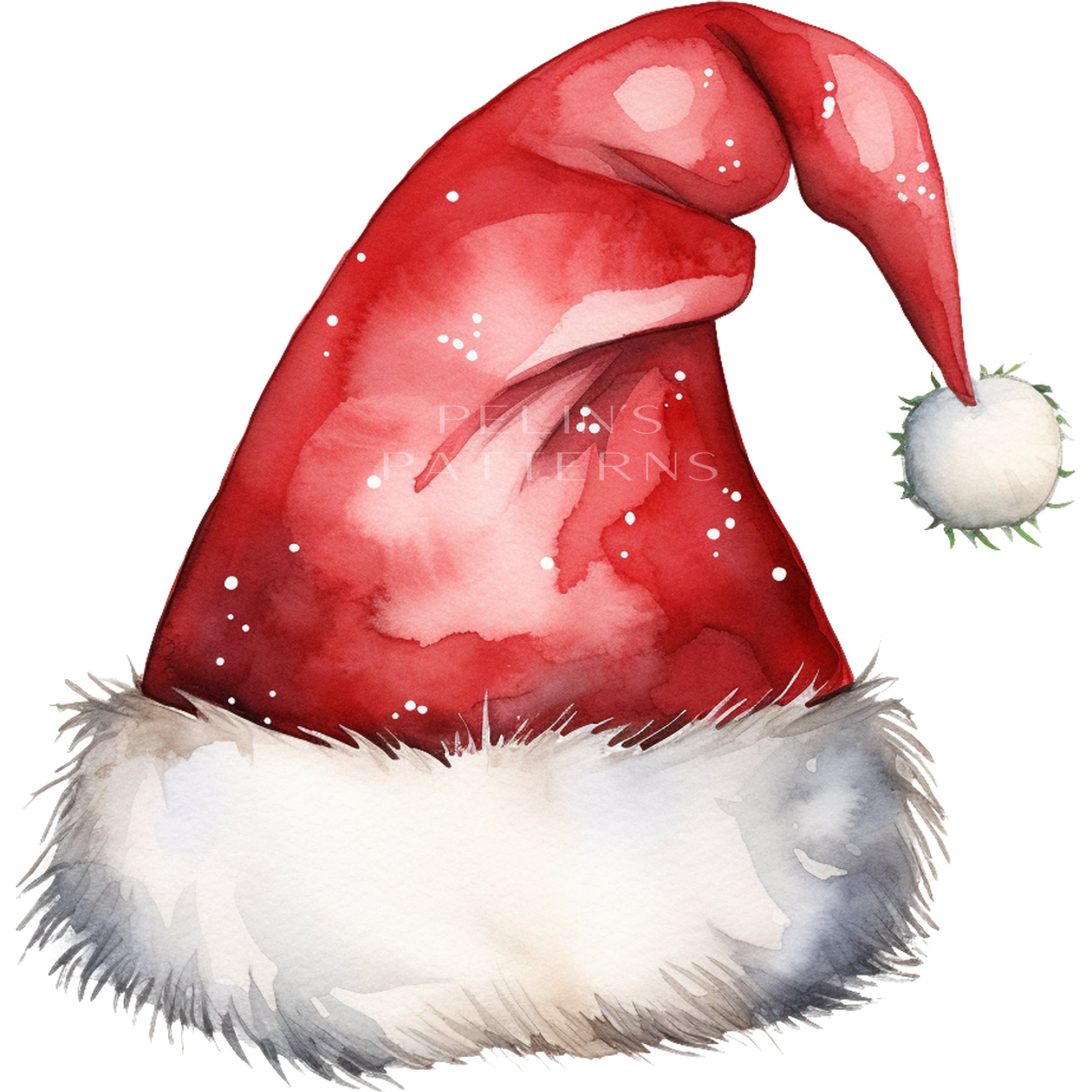 Watercolor Santa Hat Clipart PNG - Etsy