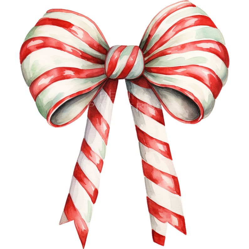 Candy Cane Watercolor Clipart PNG, Christmas Illustration PNG - Etsy