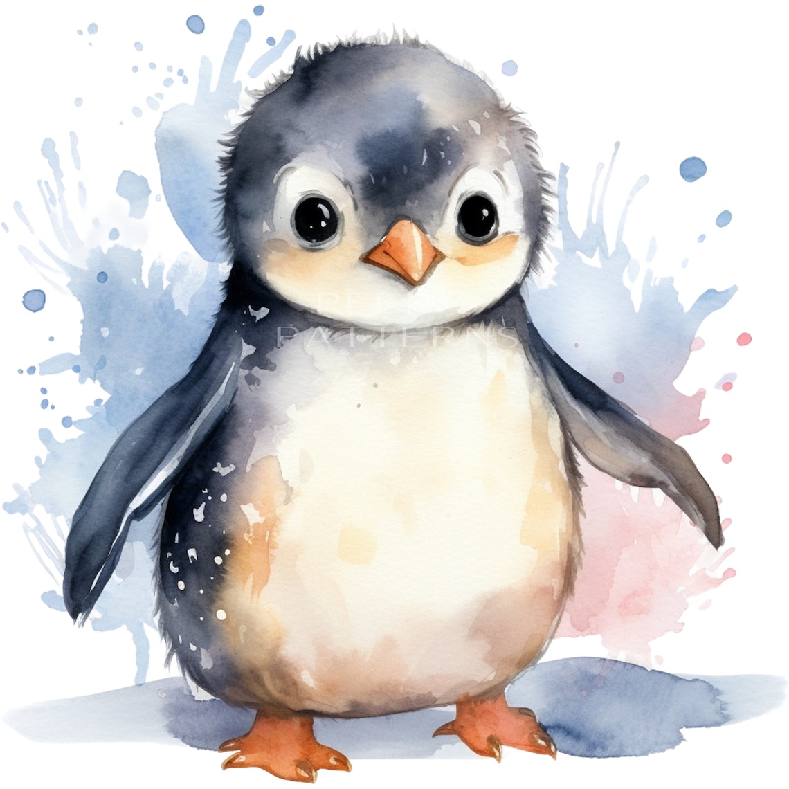 Watercolor Penguin Clipart PNG - Etsy