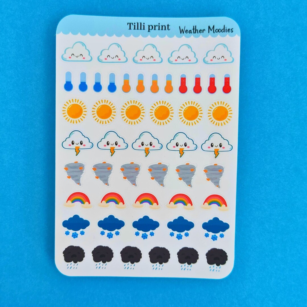 Sticker Sheet Weather Moodies Planner Stickers Book - Etsy
