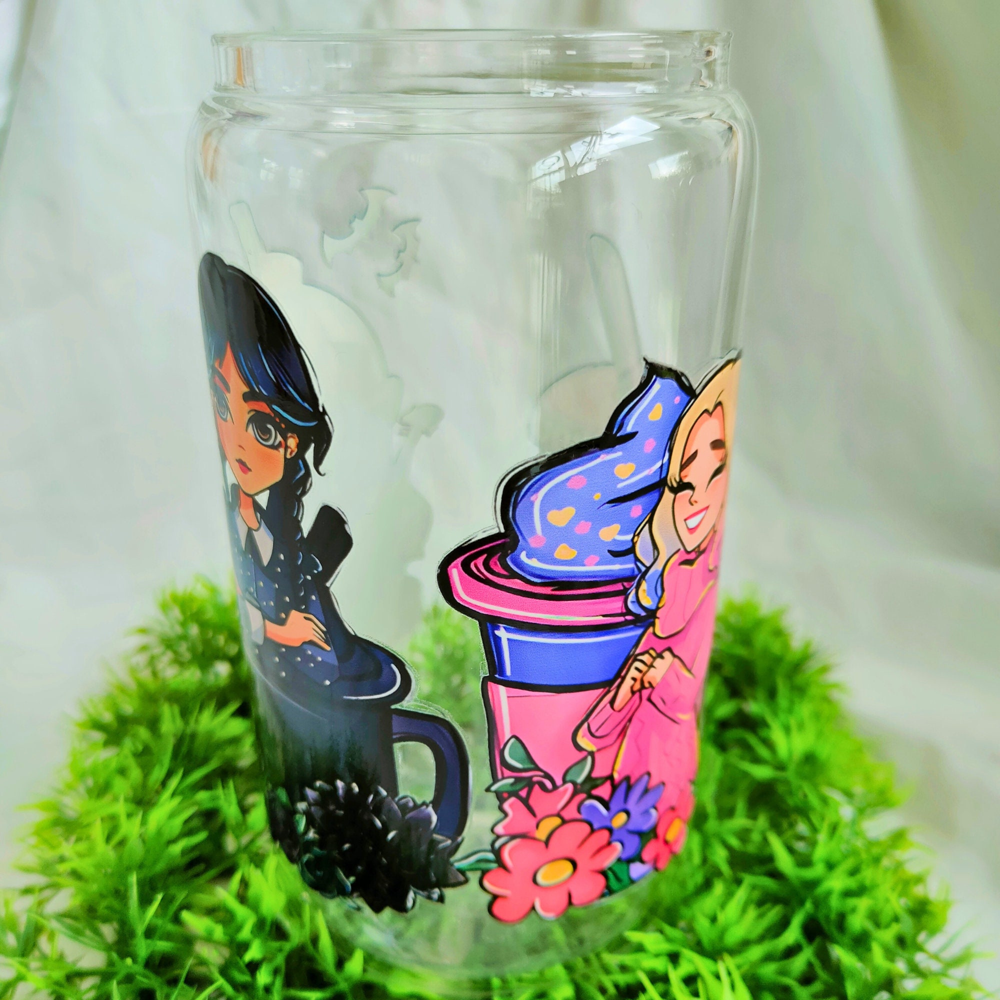 Glass Cup 16oz With Wednesday the Addams Family Printing Clear Glass ...
